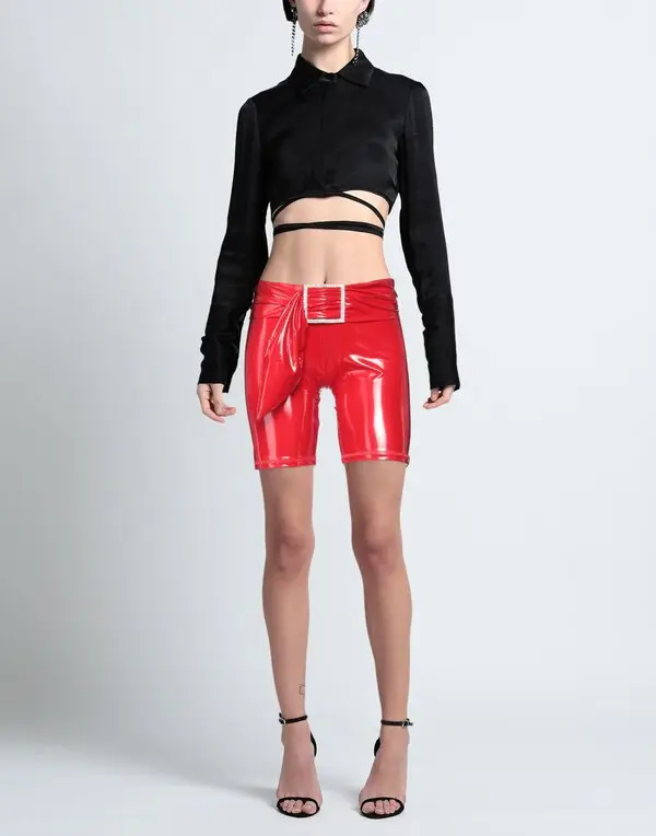 AYA MUSE Coated Stretch Shorts - Red