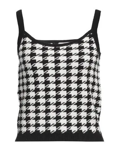 VICOLO Sleeveless Houndstooth Knit Top - Black