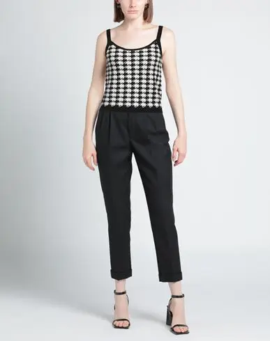 VICOLO Sleeveless Houndstooth Knit Top - Black