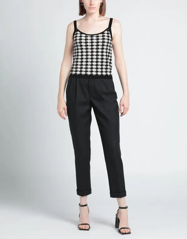 VICOLO Sleeveless Houndstooth Knit Top - Black