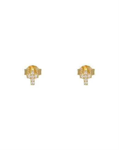KURSHUNI Cross Earrings Earrings 925/1000 Silver, Cubic Zirconia - Gold