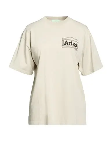 Aries Cotton Jersey T-shirt With Logo Print - Beige