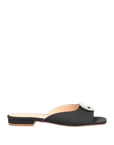GAËLLE PARIS Rhinestone Appliqué Flat Slides - Black