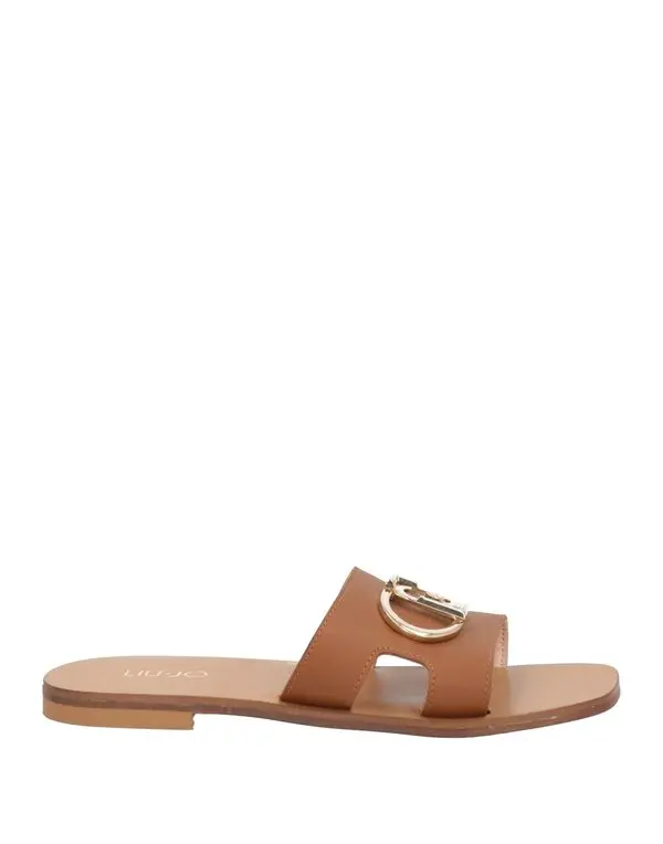 Liu Jo Leather Slide Sandals - Brown