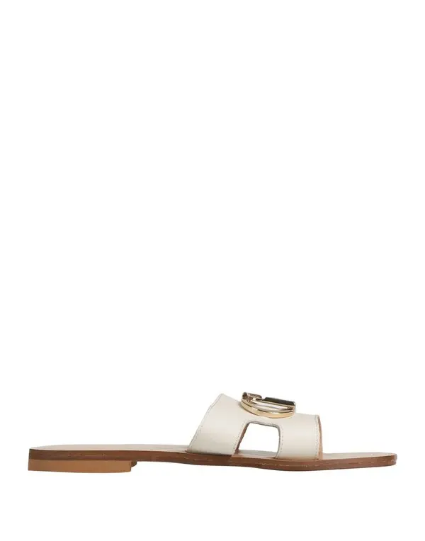 LIU •JO Leather Slide Sandals - White
