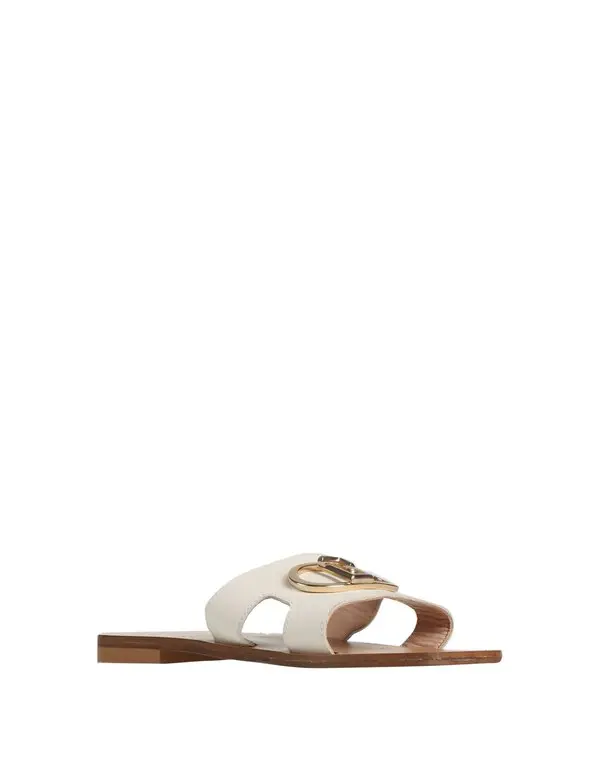 LIU •JO Leather Slide Sandals - White