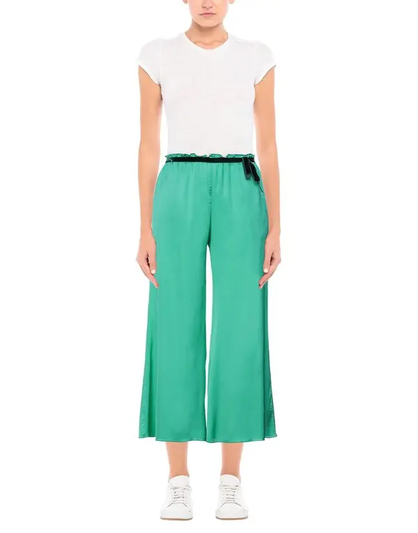 VIRNA DRÒ Wide-leg Cropped Pants - Green