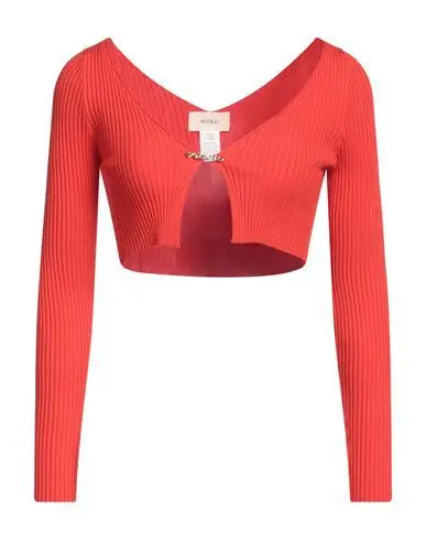 VICOLO Ribbed Knit Shrug - Tomato Red
