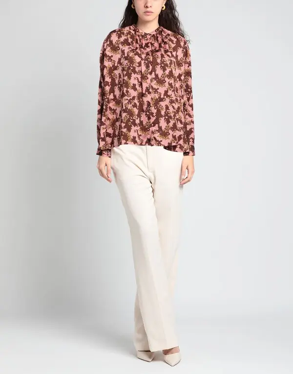 OTTOD'AME Floral Print Crepe Shirt - Salmon Pink