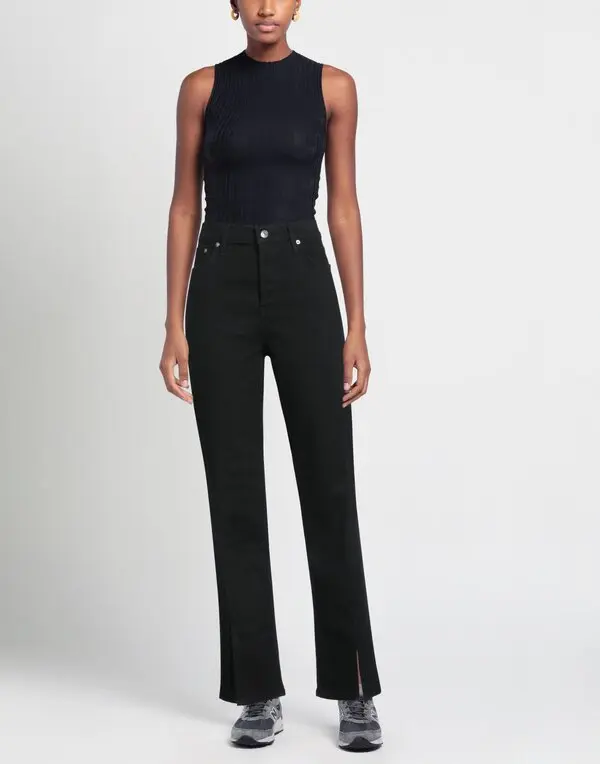 Maje Straight-leg Jeans With Leather Trim