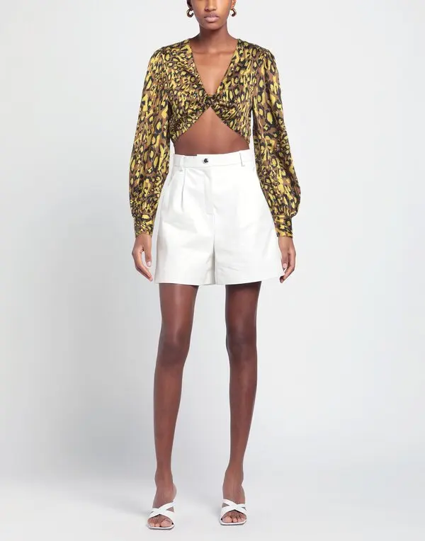 VICOLO Leopard-print Satin Crop Top - Brown