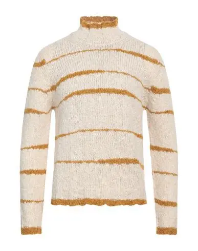 Alpha Studio Striped Turtleneck Knit Top - White