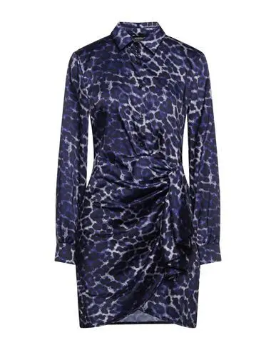 VANESSA SCOTT Mini Leopard-print Satin Shirt Dress - Blue