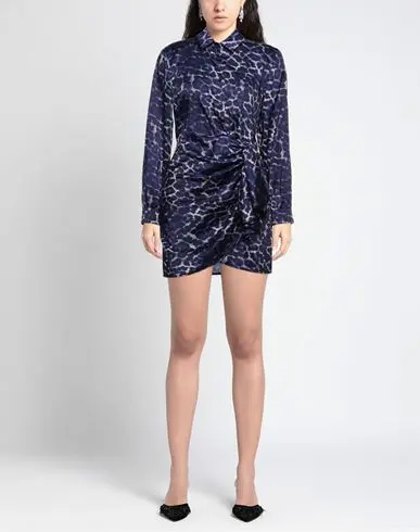 VANESSA SCOTT Mini Leopard-print Satin Shirt Dress - Blue