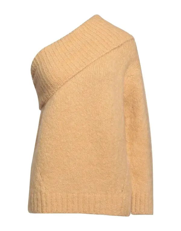 SOLOTRE Knitted One-shoulder Sweater - Beige
