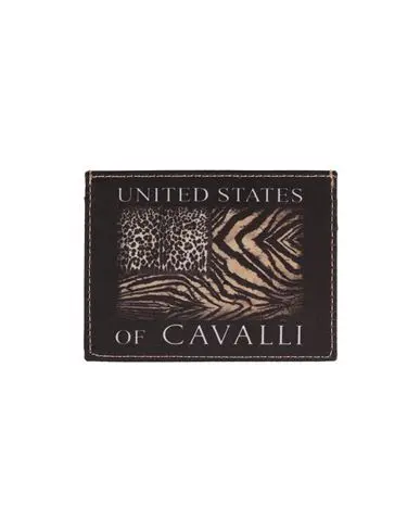 Roberto Cavalli Cardholder Polyester, Cow Leather - Black