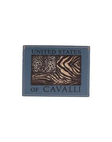 Roberto Cavalli Cardholder Polyester, Cow Leather - Slate Blue