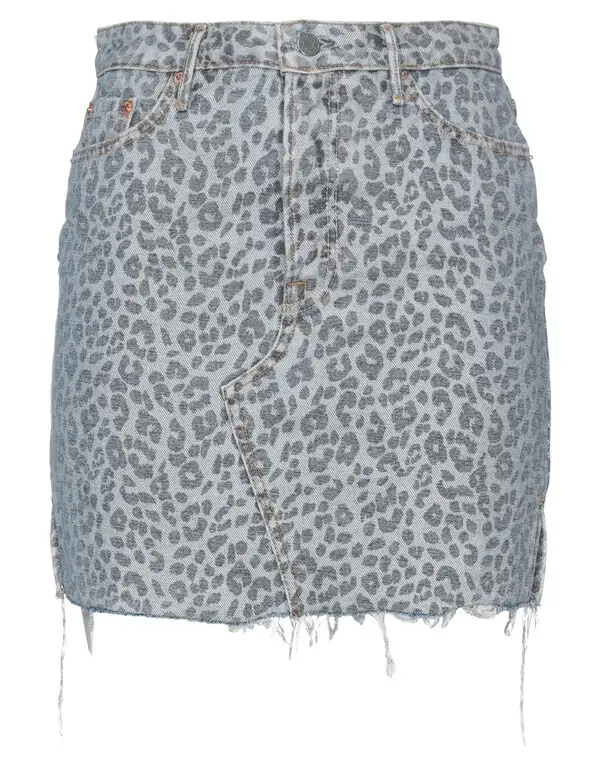 GRLFRND Denim Leopard-print Pencil Skirt