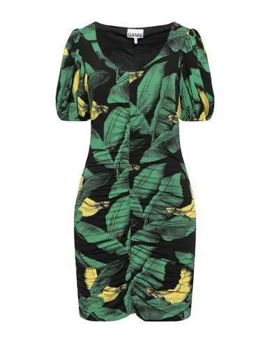 slim fit dress slacks Ganni Green Striped Ruche Midi Dress – Futurelove Ltd main image 1