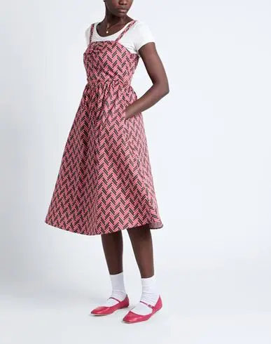 MAX & CO. X DURO OLOWU Midi Dress Fuchsia Size Cotton, Elastane