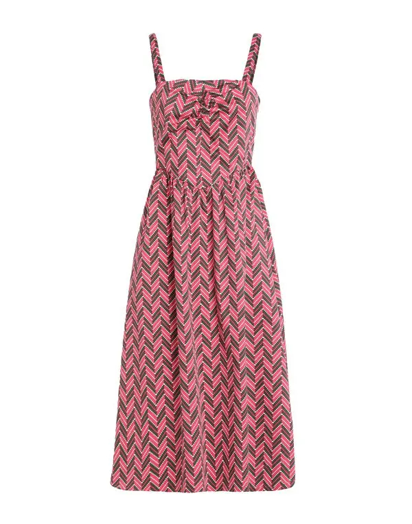 MAX & CO. X DURO OLOWU Midi Dress Fuchsia Size Cotton, Elastane