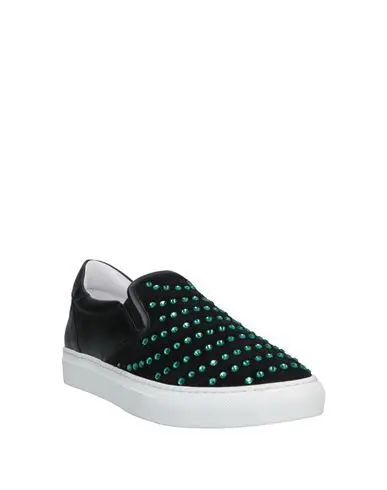 John Richmond Leather Sneakers With Crystal Appliqués