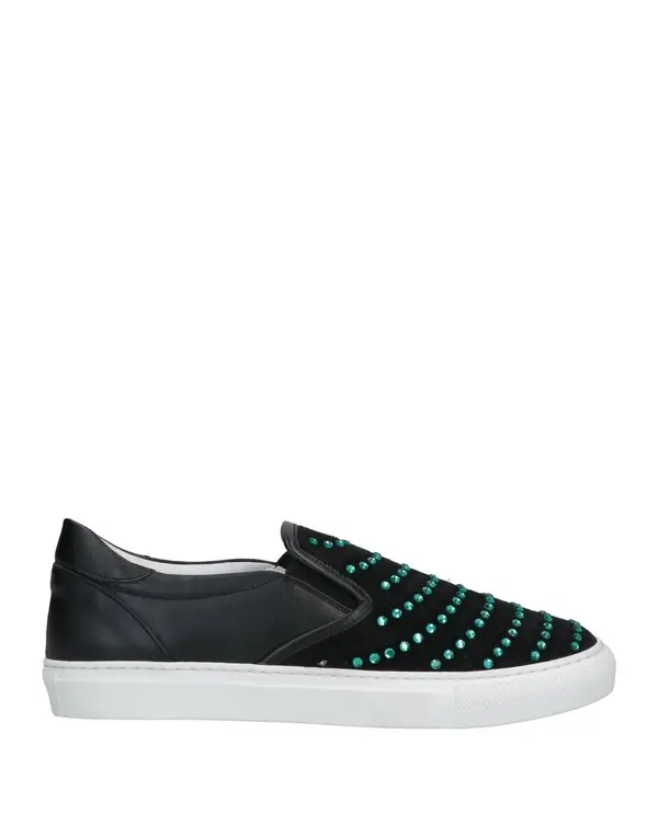 John Richmond Leather Sneakers With Crystal Appliqués