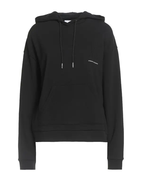 Armani Exchange Cotton And Elastane French Terry Hoodie - Black