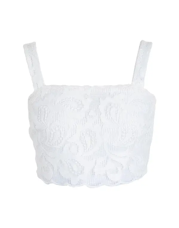 Topshop Lace Crop Top - White
