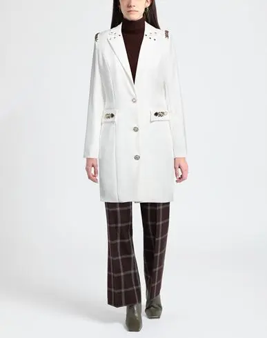 MARÇI BY GIL SANTUCCI Plain Weave Overcoat With Metal Appliqués - White