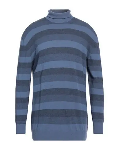 CASHMERE COMPANY Striped Wool And Cashmere Turtleneck - Blue