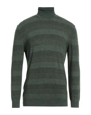 CASHMERE COMPANY Striped Wool And Cashmere Turtleneck - Green