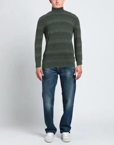 CASHMERE COMPANY Striped Wool And Cashmere Turtleneck - Green