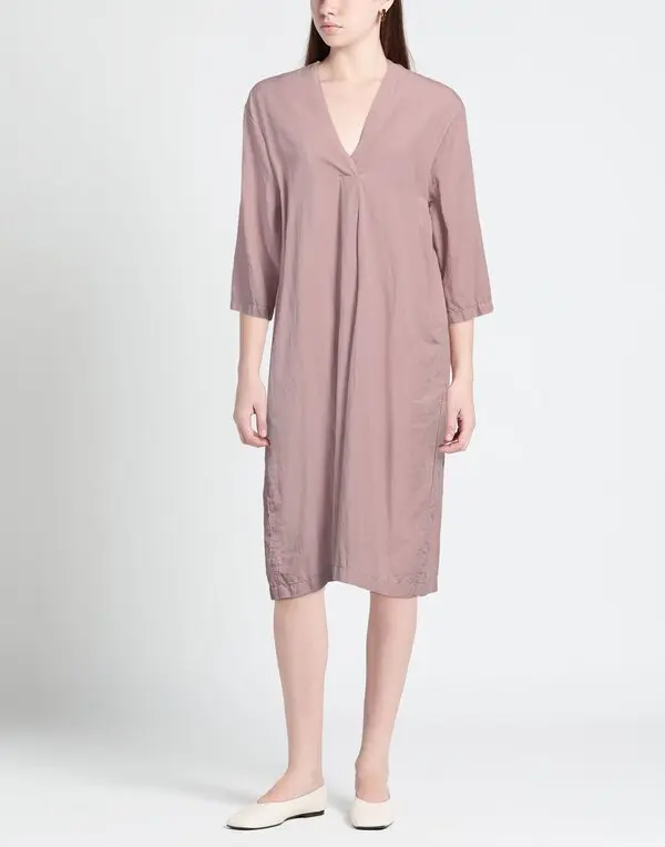 European Culture Midi Dress Light Brown Size Lyocell, Linen