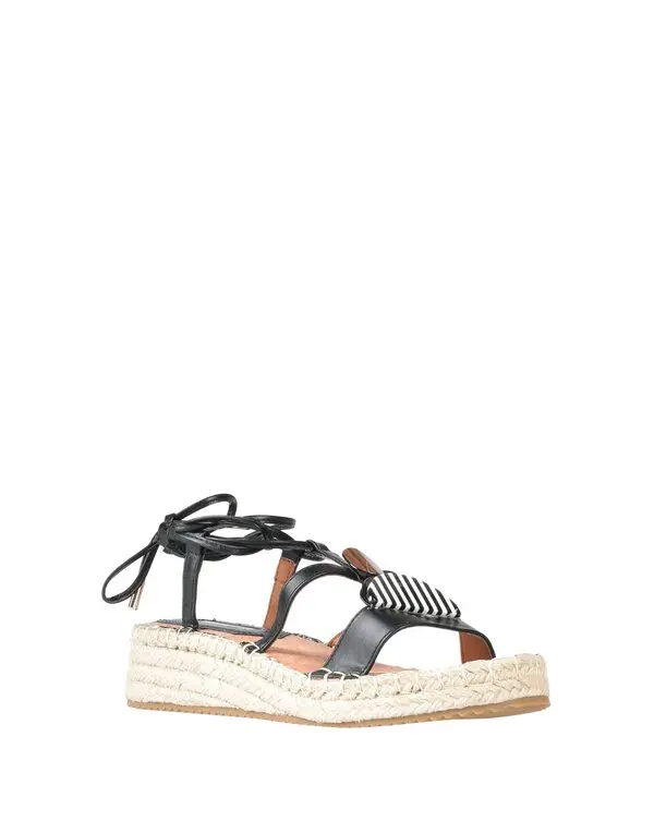 MARIA MARE Textile Fiber Espadrille Sandals - Black