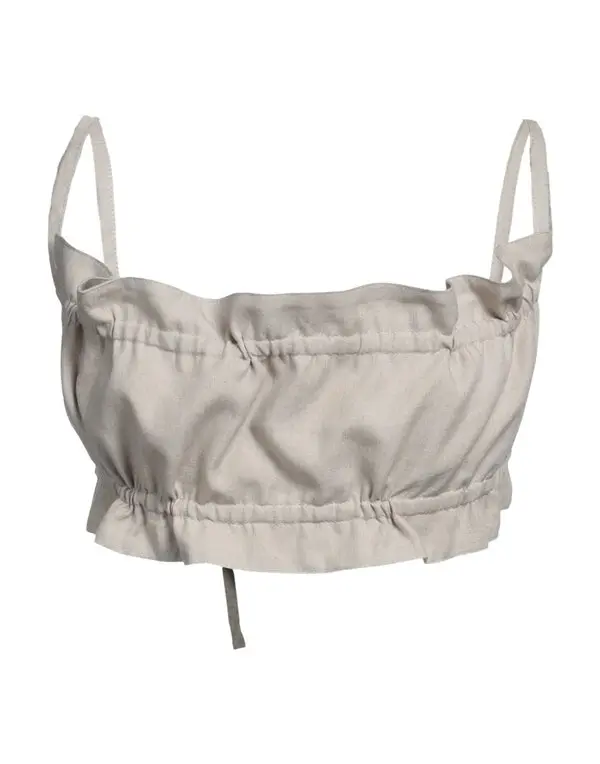 OW Ruched Woven Top - Beige
