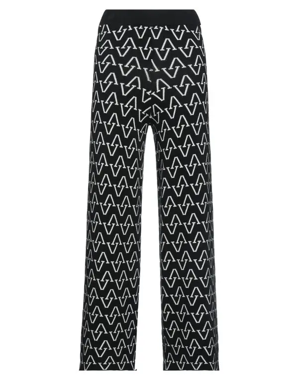 VICOLO Wide Leg Knit Pants - Black