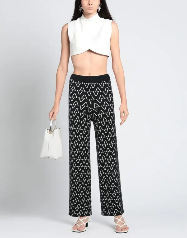 VICOLO Wide Leg Knit Pants - Black