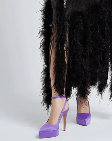 8 BY YOOX Satin Ankle-strap Platform Pumps - Purple