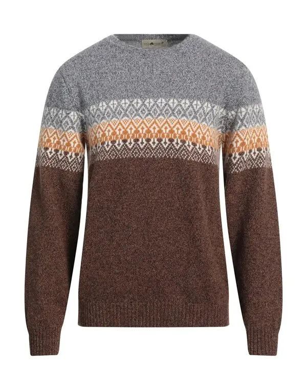 IRISH CRONE Wool Knit Multicolor Geometric Print Turtleneck Sweater