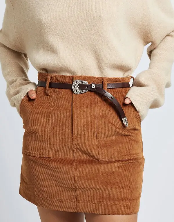 8 BY YOOX Western Style Leather Belt With Embellished Buckle