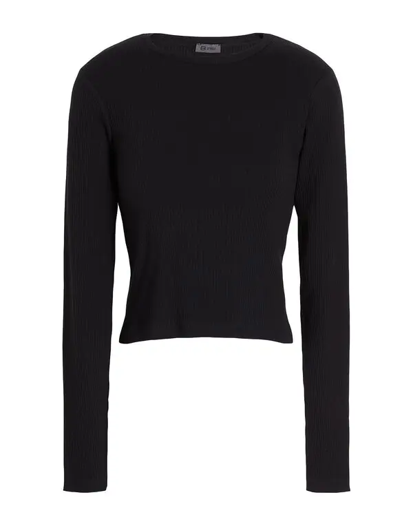 8 BY YOOX Organic Cotton Ribbed Top - Black