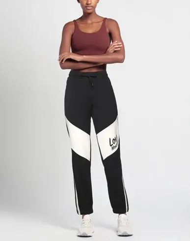Moschino Two-tone Logo Print High-waisted Cotton French Terry Track Pants