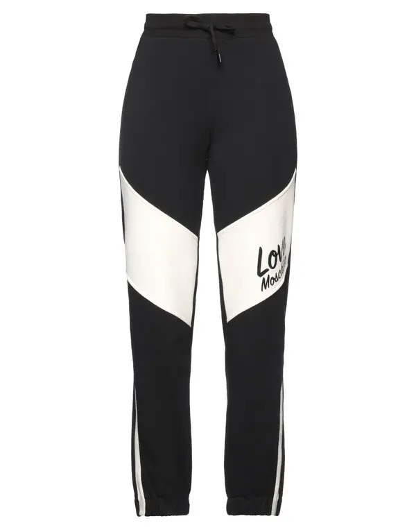 Moschino Two-tone Logo Print High-waisted Cotton French Terry Track Pants