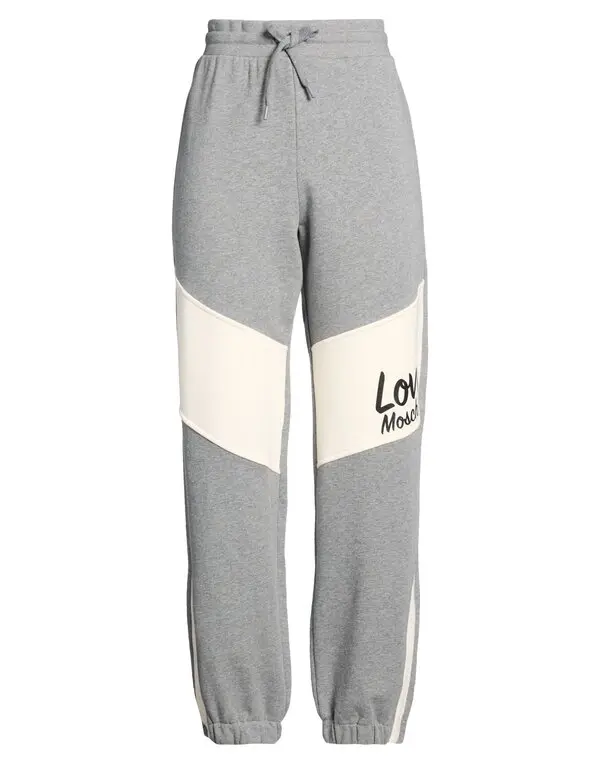 Moschino Two-tone Logo Print High-waisted Cotton French Terry Track Pants