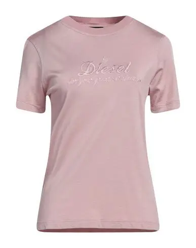 DIESEL® Viscose & Cotton Jersey T-shirt With Embroidered Logo - Pink