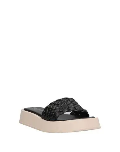 UNLACE Leather Slide Sandals - Black