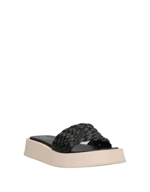 UNLACE Leather Slide Sandals - Black