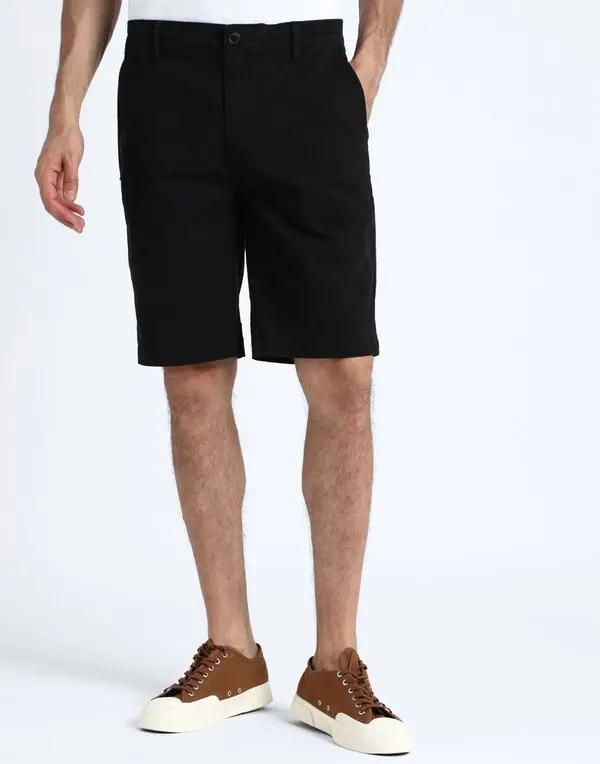 Topman Mid-rise Gabardine Chinos Shorts - Black