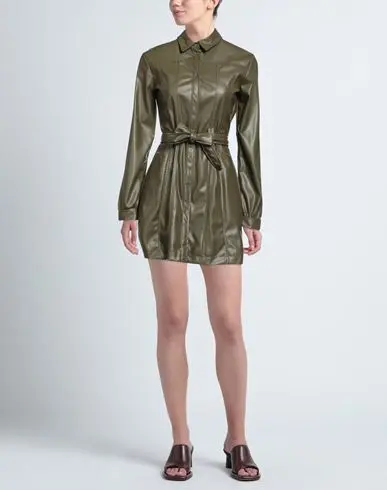 HAVEONE Coated Mini Shirt Dress With Belt - Green